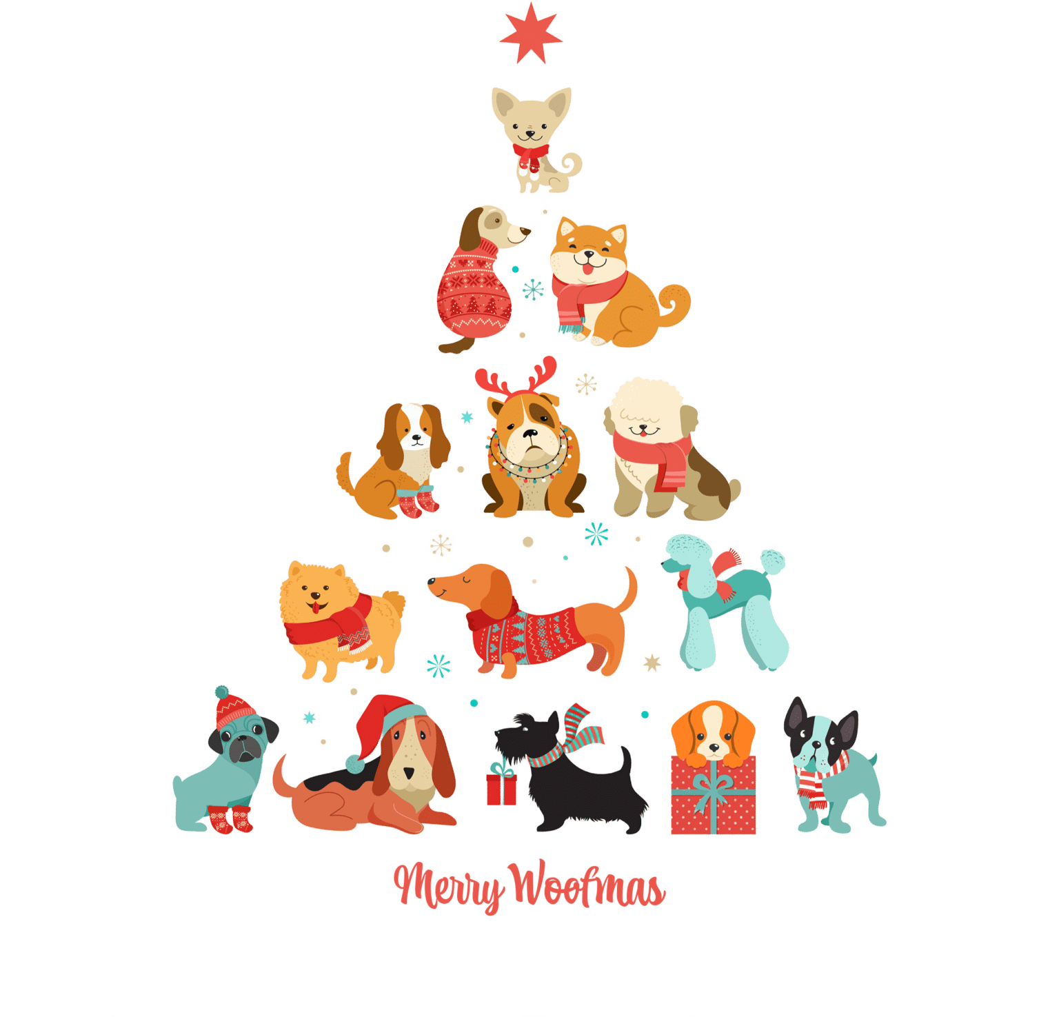 Merry Woofmas Dog Christmas Tree Sweatshirt White - iHeartDogs.com