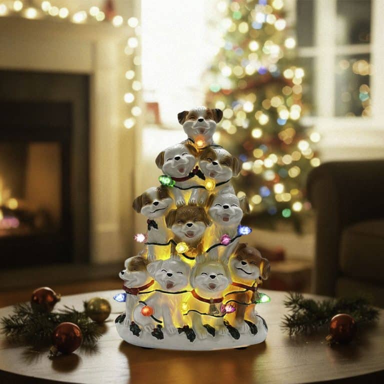 Puppy Christmas Tree with Lights - Hand Crafted Resin Tree , Lighted ...