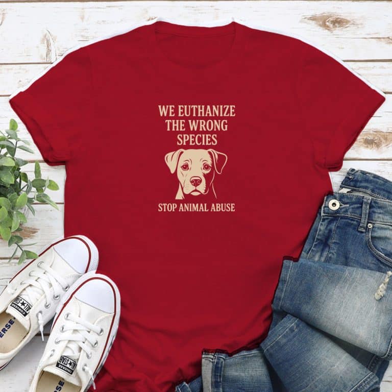 We Euthanize The Wrong Species Standard Tee Red - iHeartDogs.com