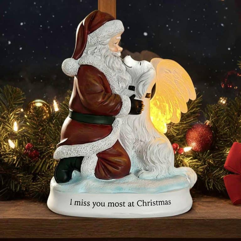 'I Miss You Most at Christmas' Santa & Angel Dog Lighted Memorial ...