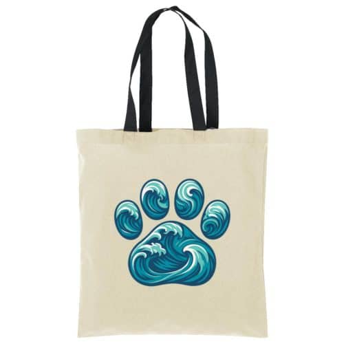 Paw Wave Cotton Tote Tan - iHeartDogs.com